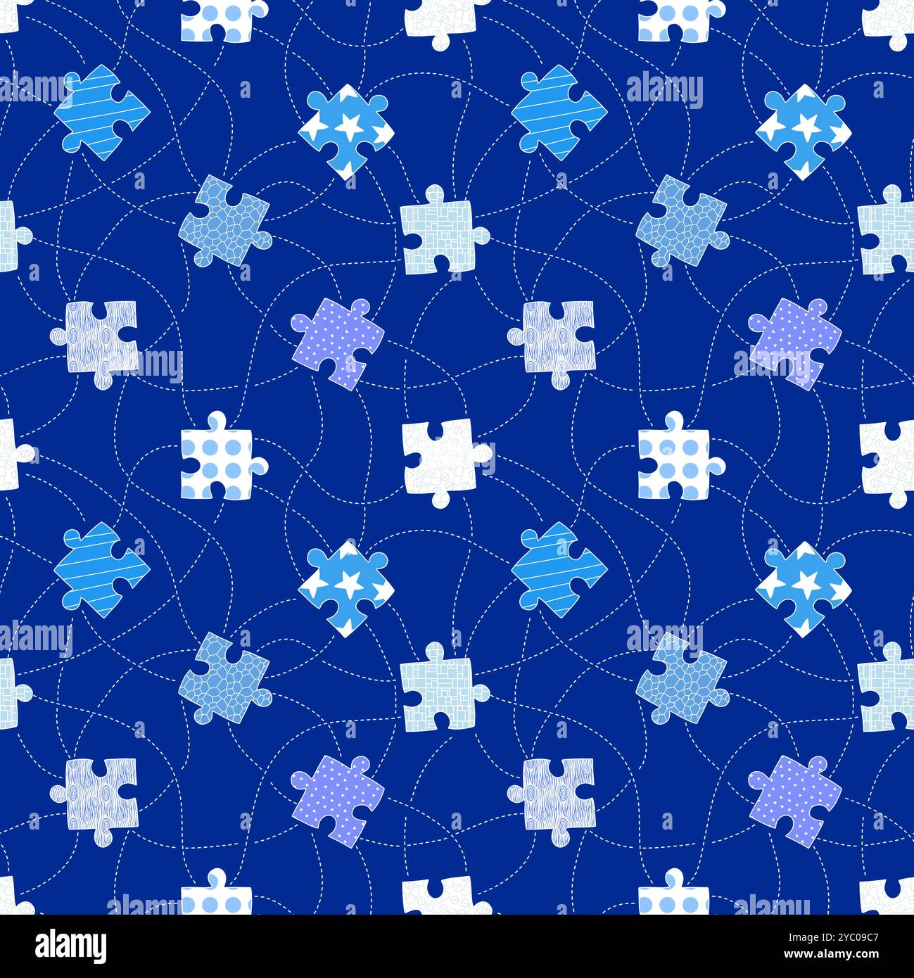 Cartoon kids game seamless puzzle pattern for wrapping paper and ...