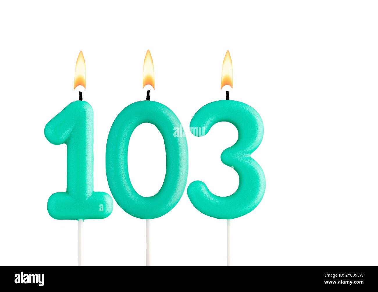 Green birthday candle on white background - Candle number 103 Stock ...