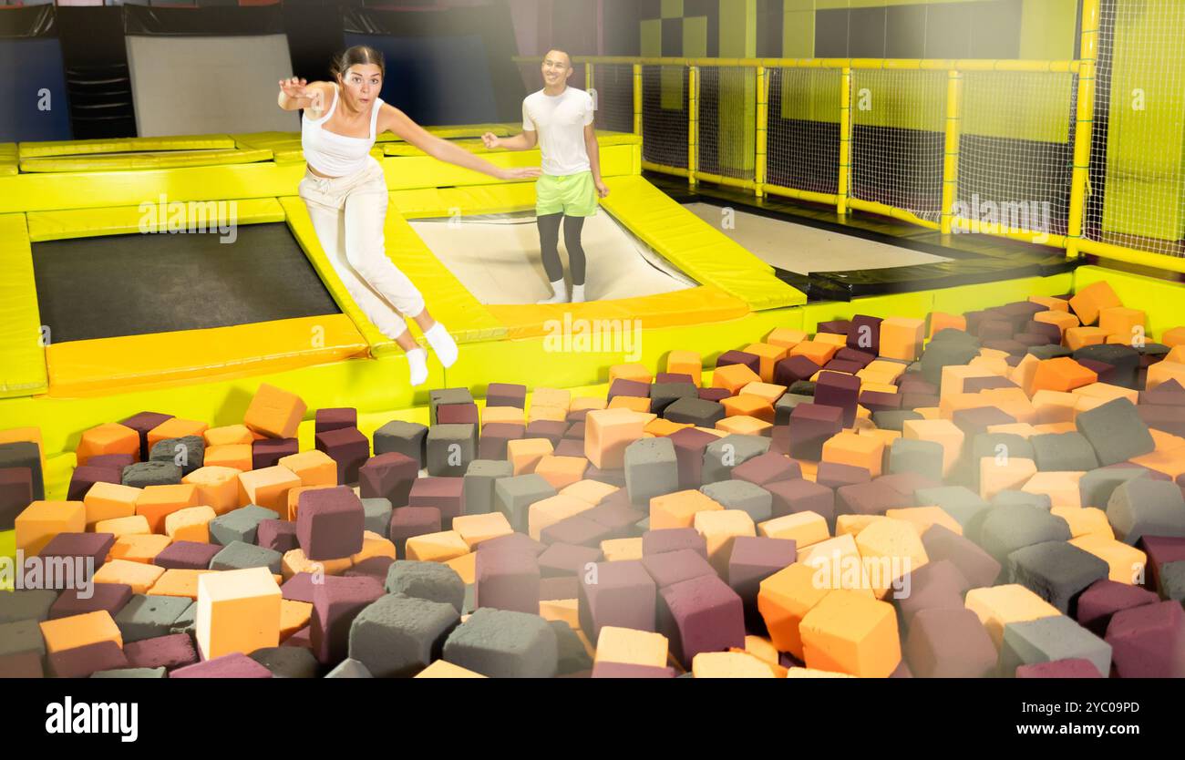 Girl on trampoline indoor hi-res stock photography and images - Alamy