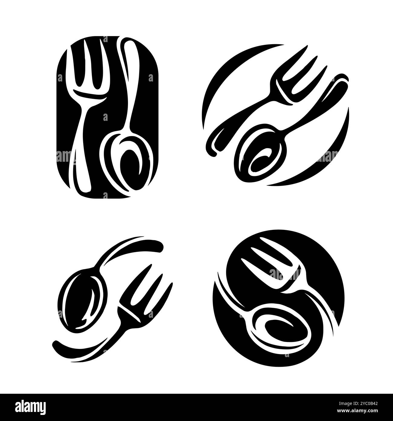 Fork and spoon logo design. Symbol emblem for restaurant, cafe or ...