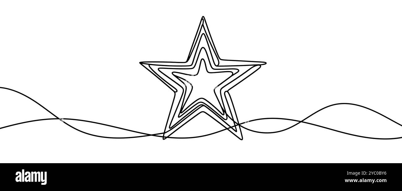 Continuous linear drawing of star. One line drawing star. Star in one ...