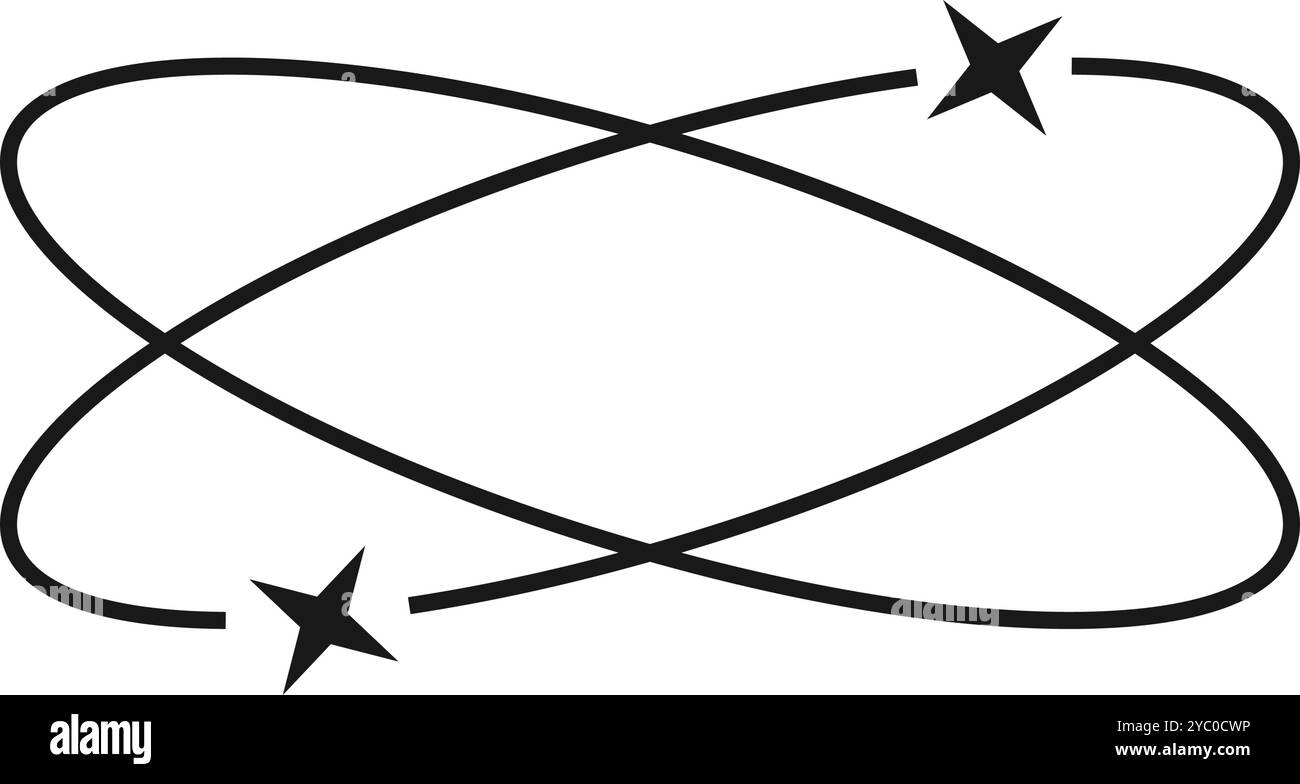 Crossed oval shapes with twinkle icons. Trendy y2k decorative element ...