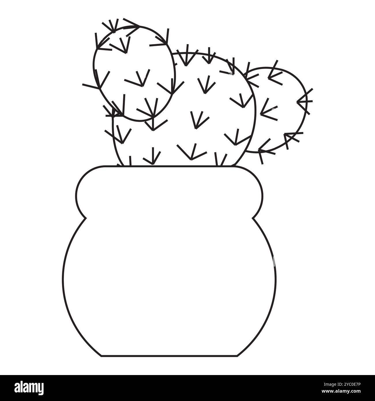 Simple cute round cactus in a pot in doodle style. Vector illustration ...