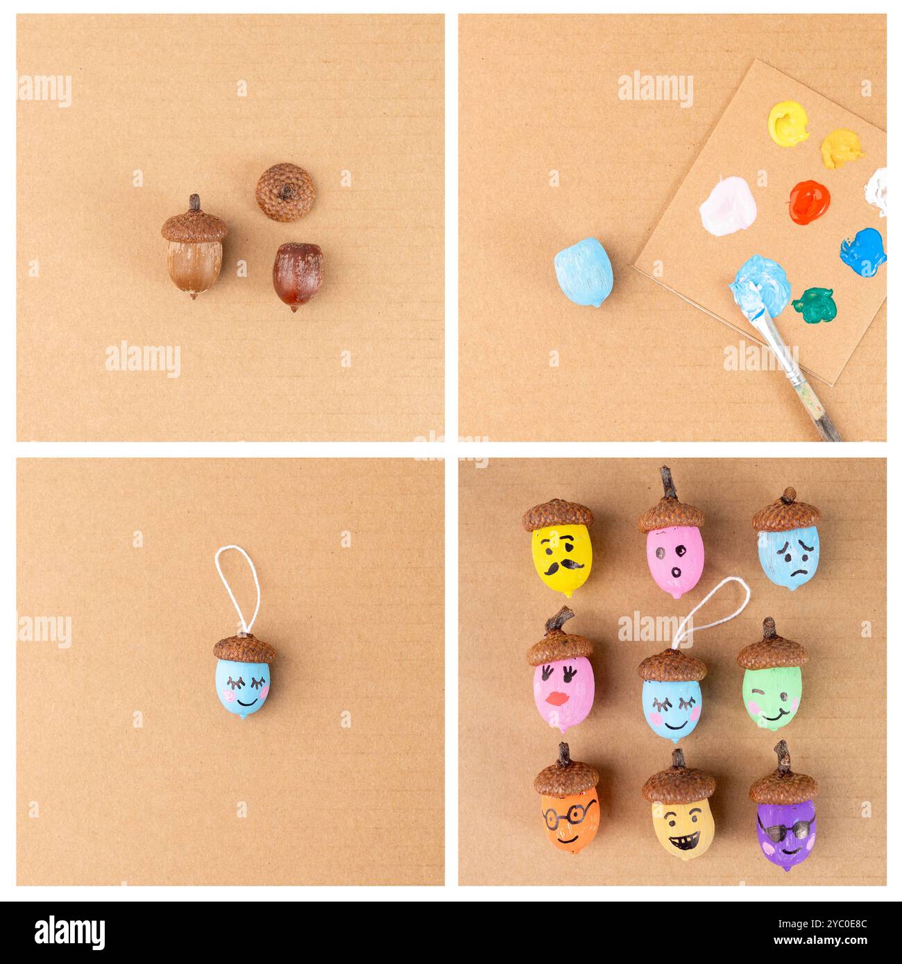 Step by step instruction how to make Painted acorns with expressive ...
