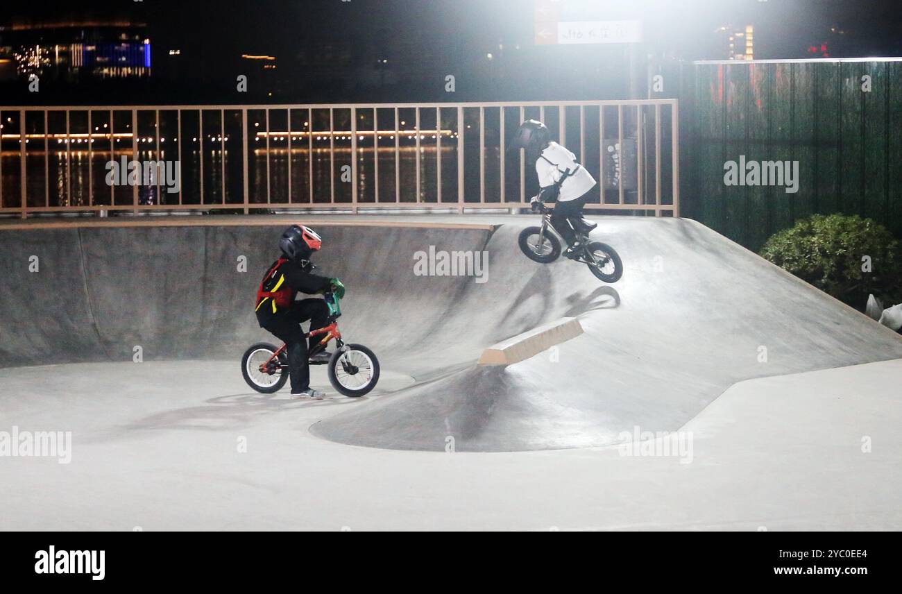 SHANGHAI, CHINA - OCTOBER 18, 2024 - Chinese BMX masters train at the ...