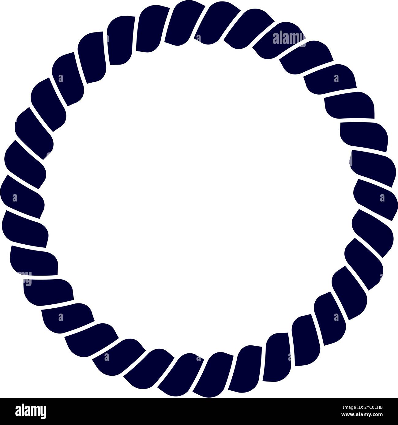 Round rope frame isolated on white background. Thread, twine, jute or ...