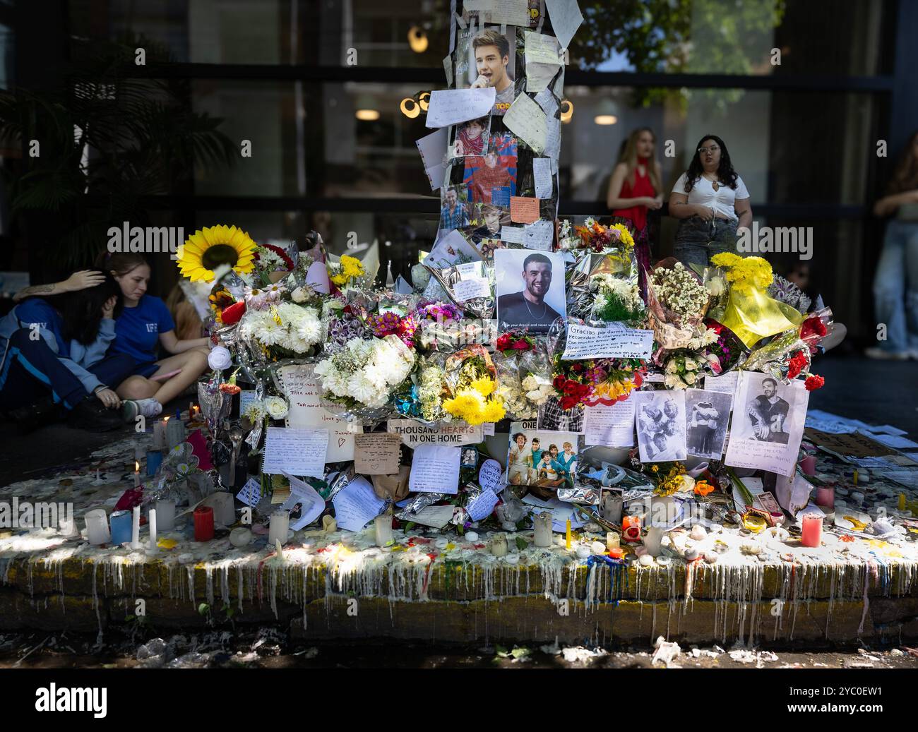 Altar is erected by Liam Payne's fans at the door of the Casa Sur Hotel ...