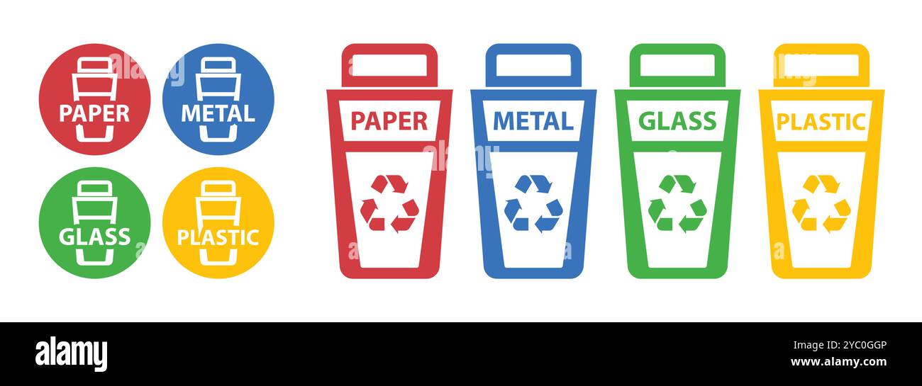 Colorful Recycling Bins for Waste Management Stock Vector Image & Art ...