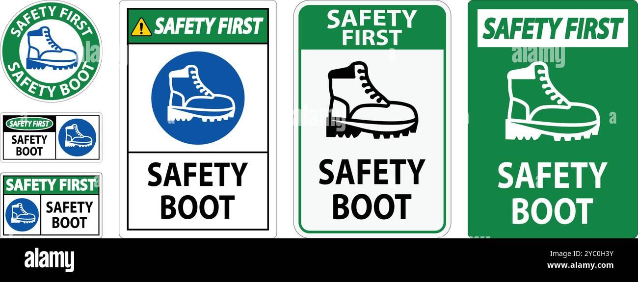 Safety boot sign designed to indicate the importance of wearing ...