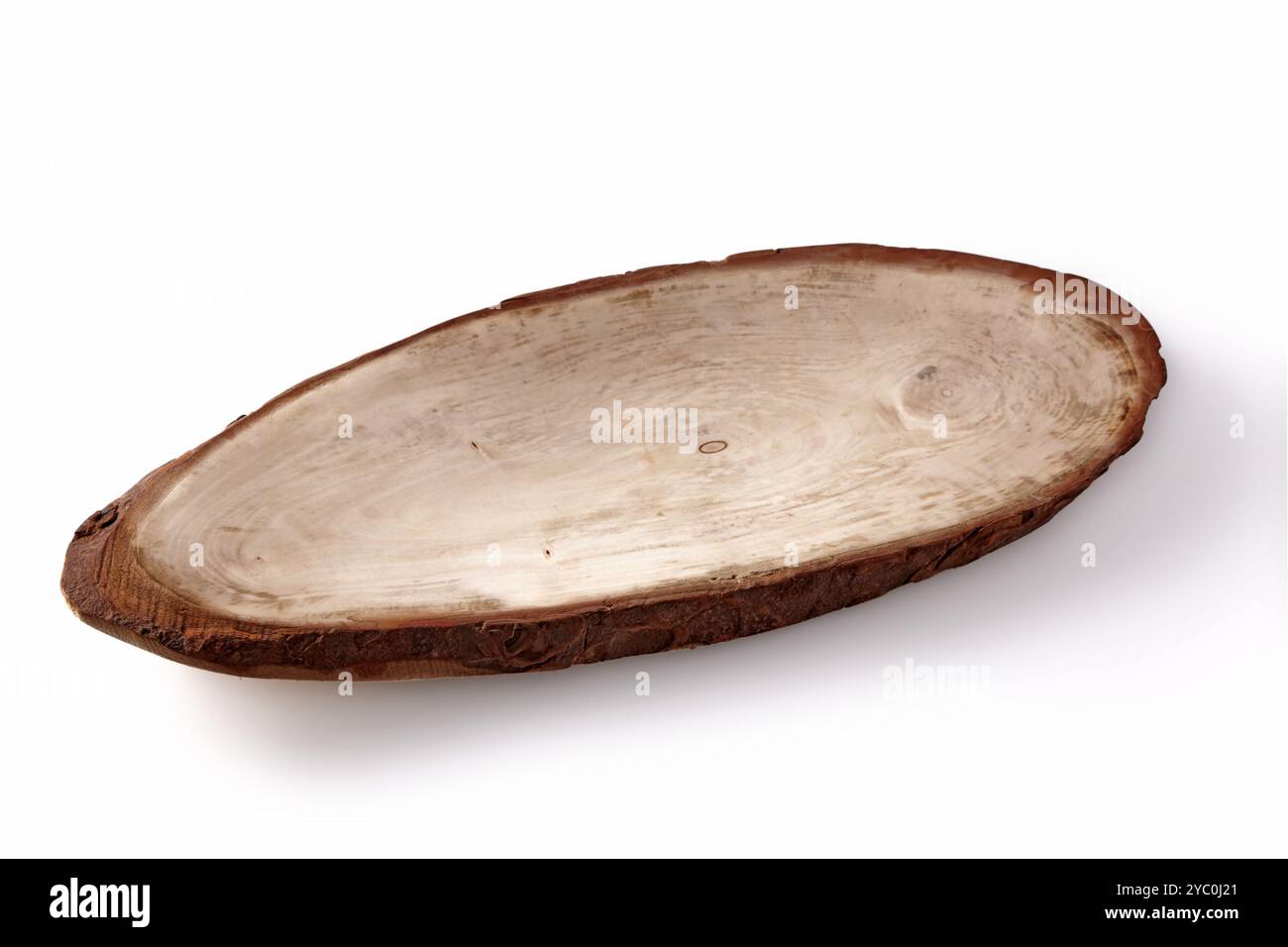 oval oblong plate made of wooden cut isolated on white background Stock ...