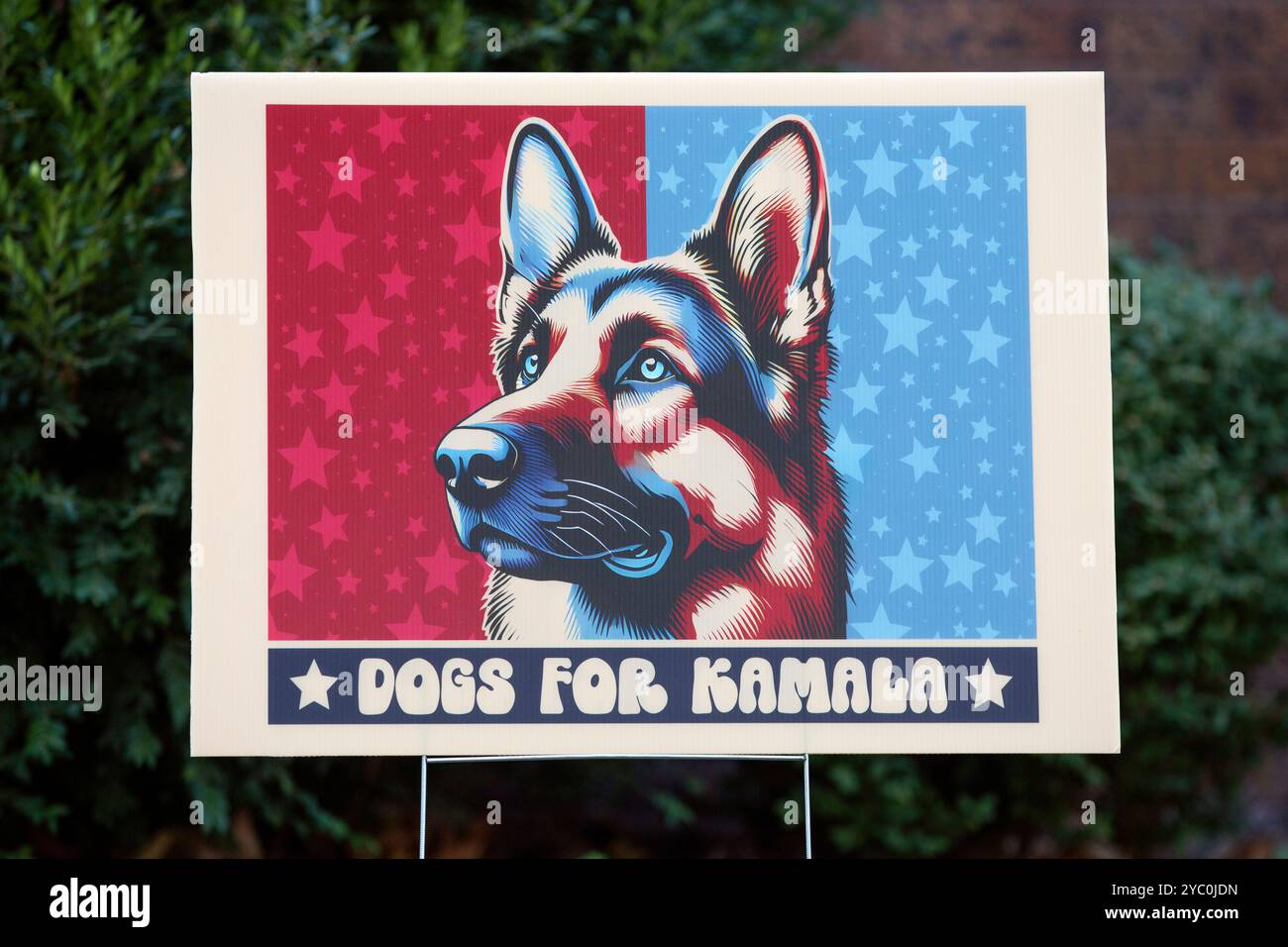 2024 US presidential election yard sign with a portrait drawing of a ...