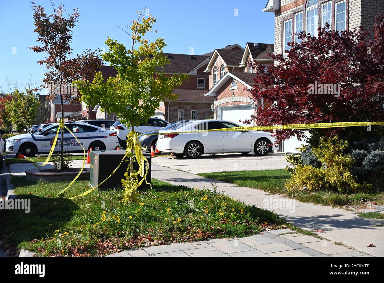 An evidence marker highlighting blood, flip flops and a gold chain that ...