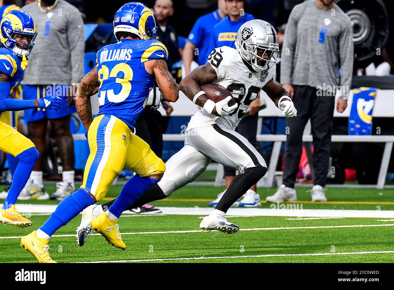 Inglewood, CA. 20th Oct, 2024. Las Vegas Raiders cornerback Nate Hobbs ...