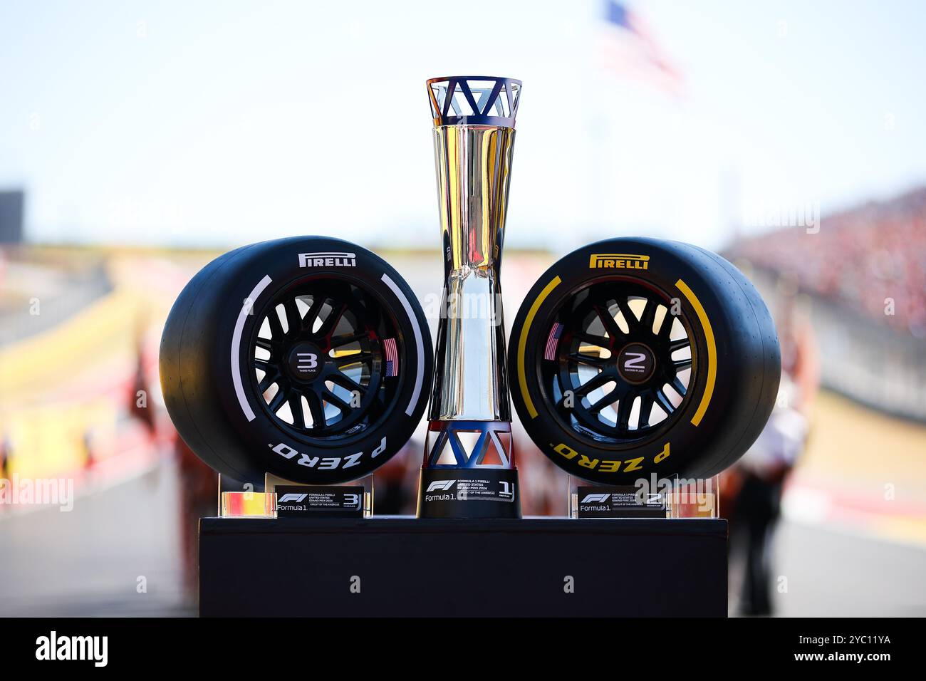 Austin, Etats Unis. 20th Oct, 2024. Trophies of the top three during ...