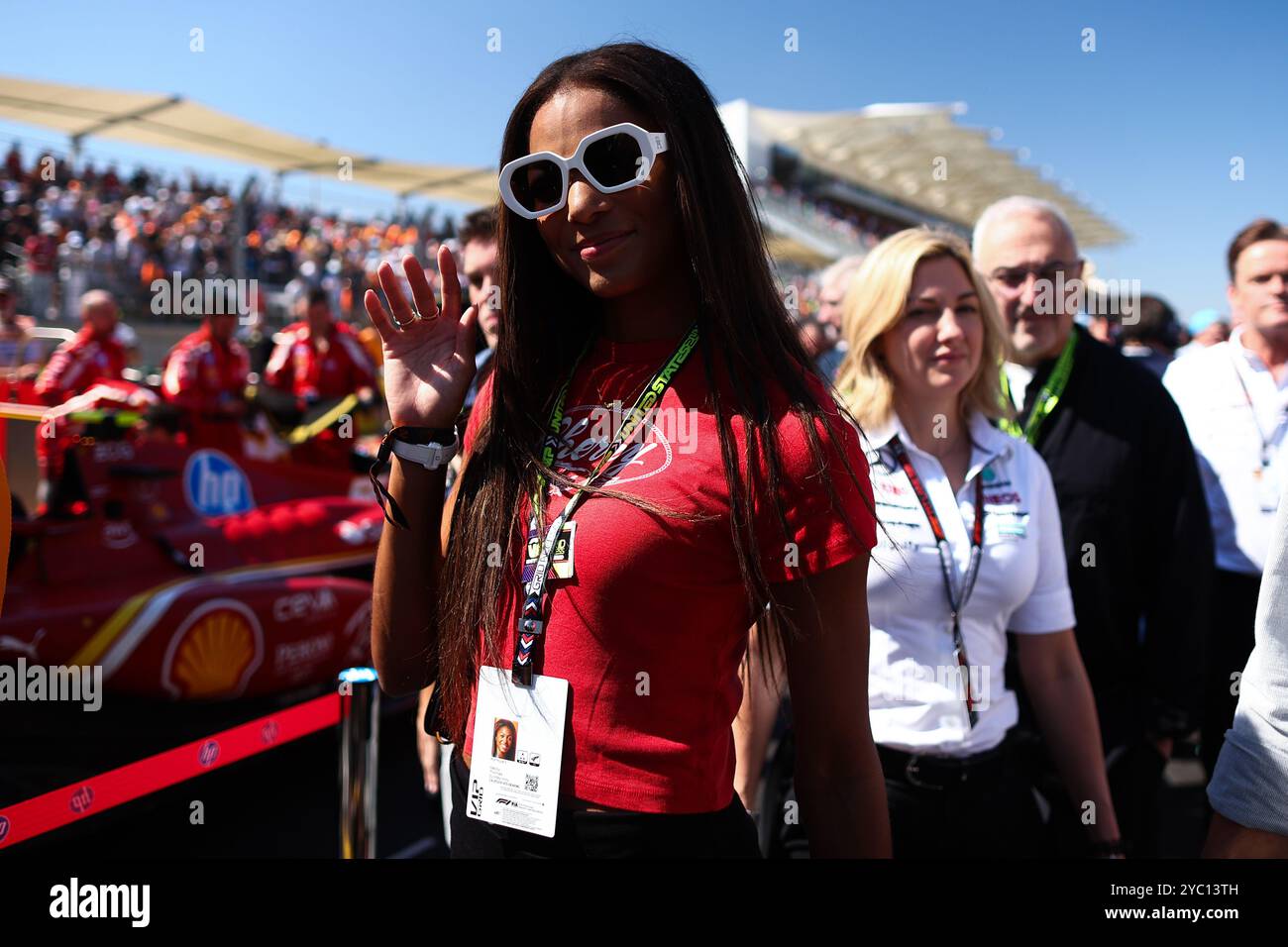 Gabby Thomas, Olympic medalist during the Formula 1 Pirelli United ...