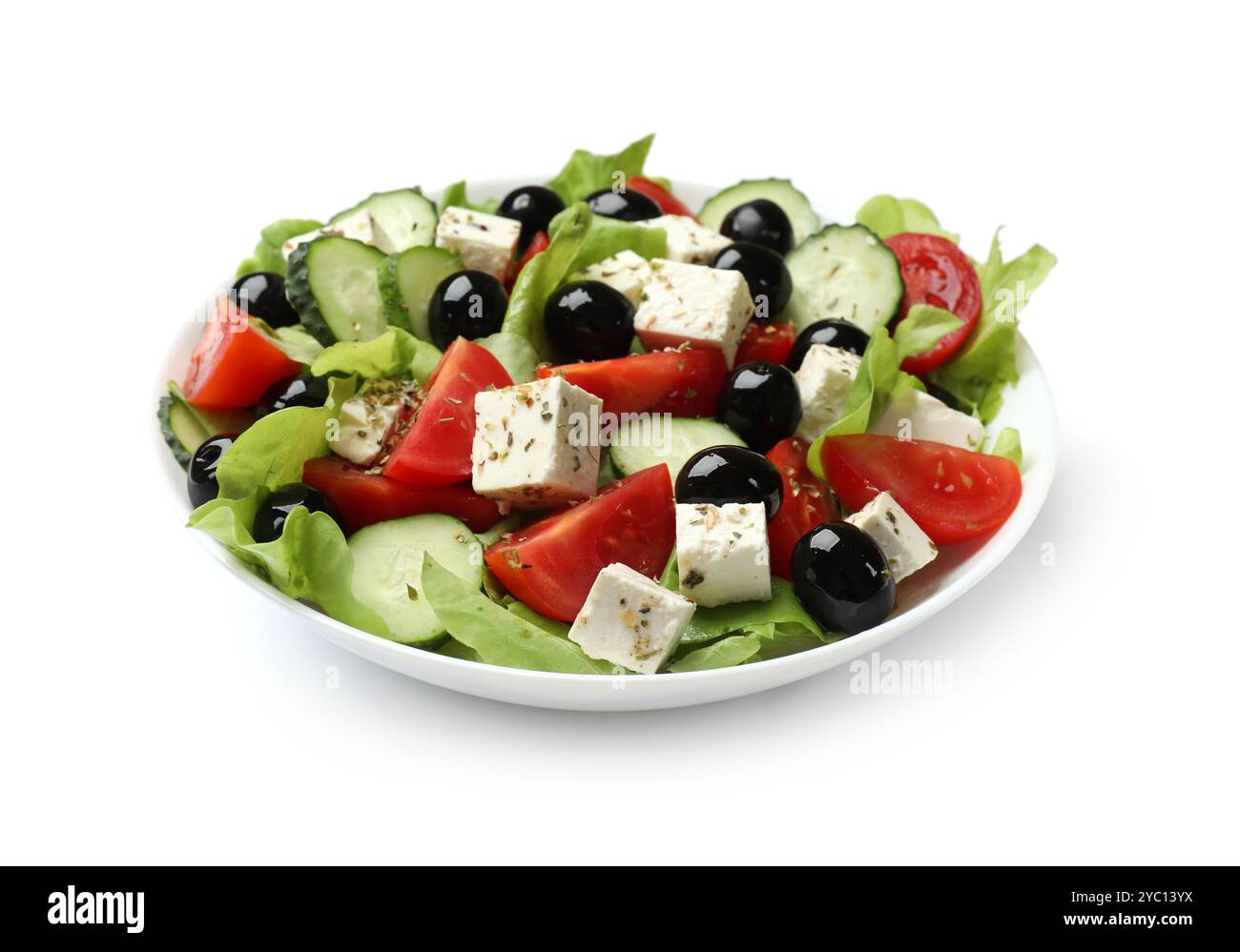 Homemade greek salad feta cheese Cut Out Stock Images & Pictures - Alamy