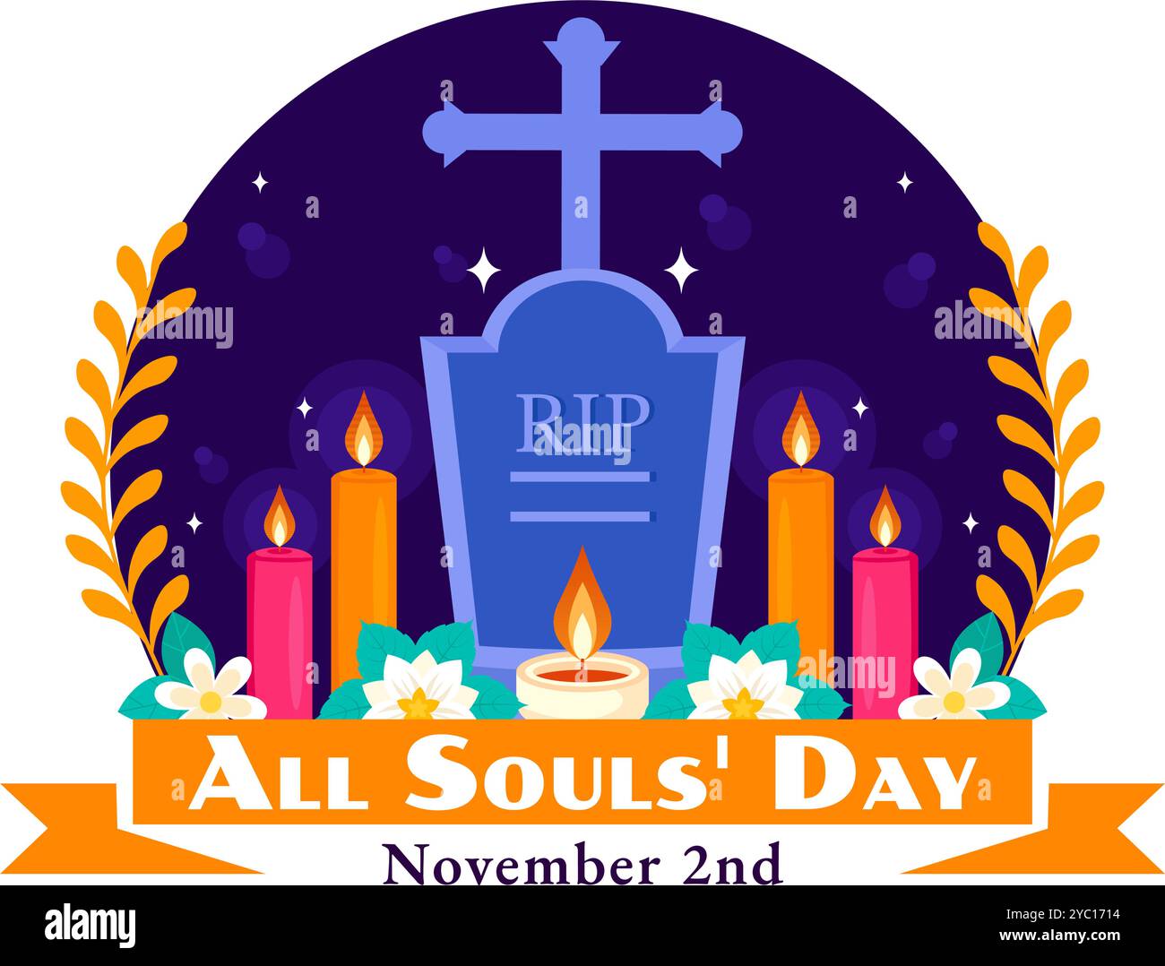 All Souls' Day Vector Illustration to Honor and Commemorate the Souls ...