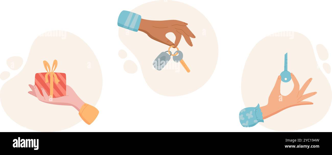 Hand Gift Key Cartoon Stock Vector Image & Art - Alamy