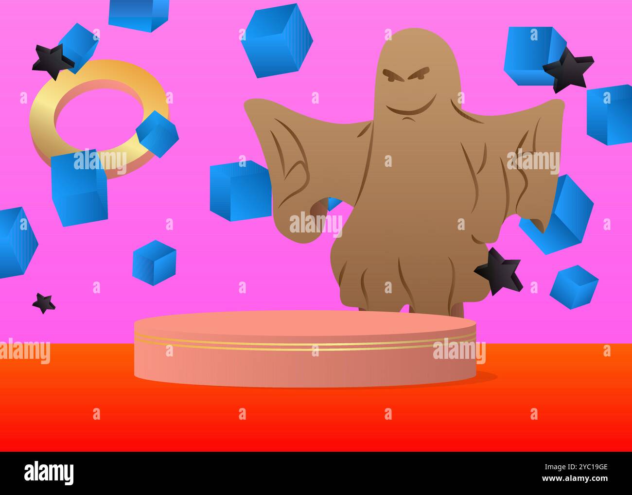 Mockup product display with Ghost. Vector cylinder pedestal podium ...