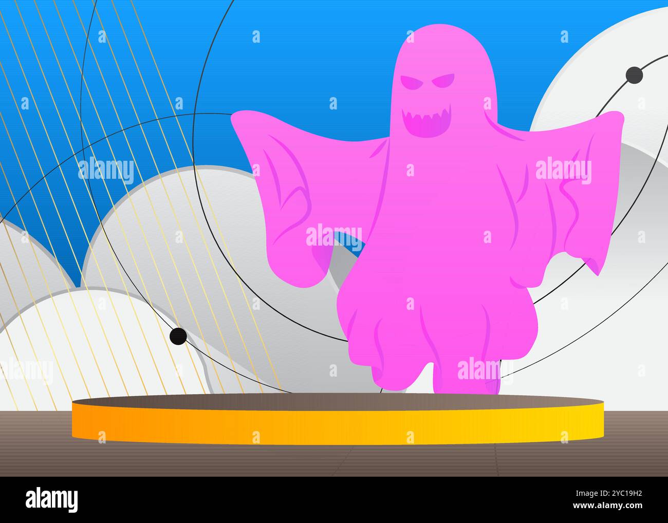 Mockup product display with Ghost. Vector cylinder pedestal podium ...