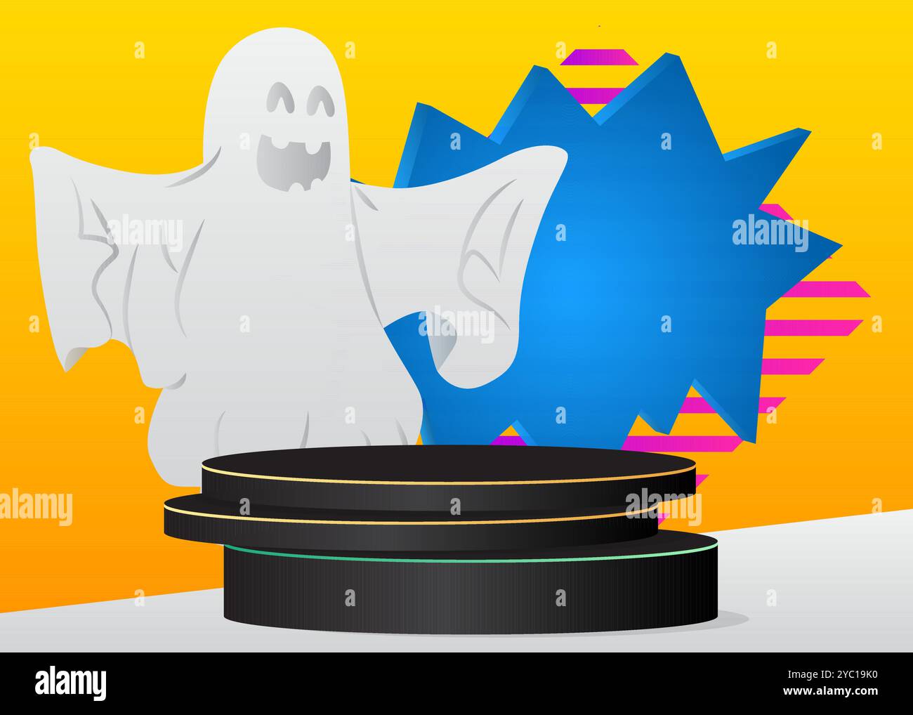 Mockup product display with Ghost. Vector cylinder pedestal podium ...