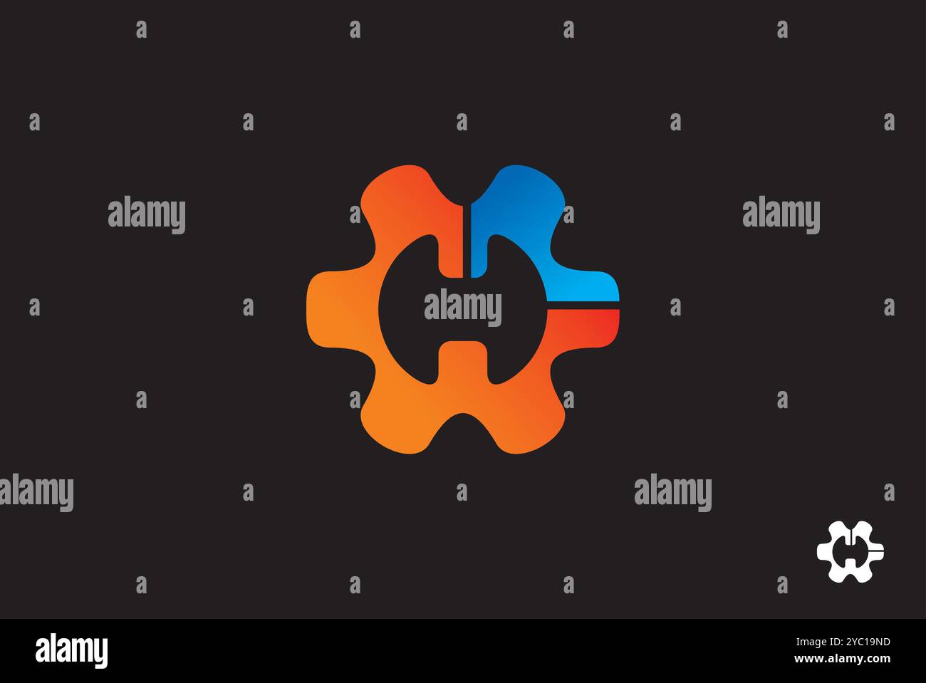 Letter H gear engineering innovative logo design vector business brand ...