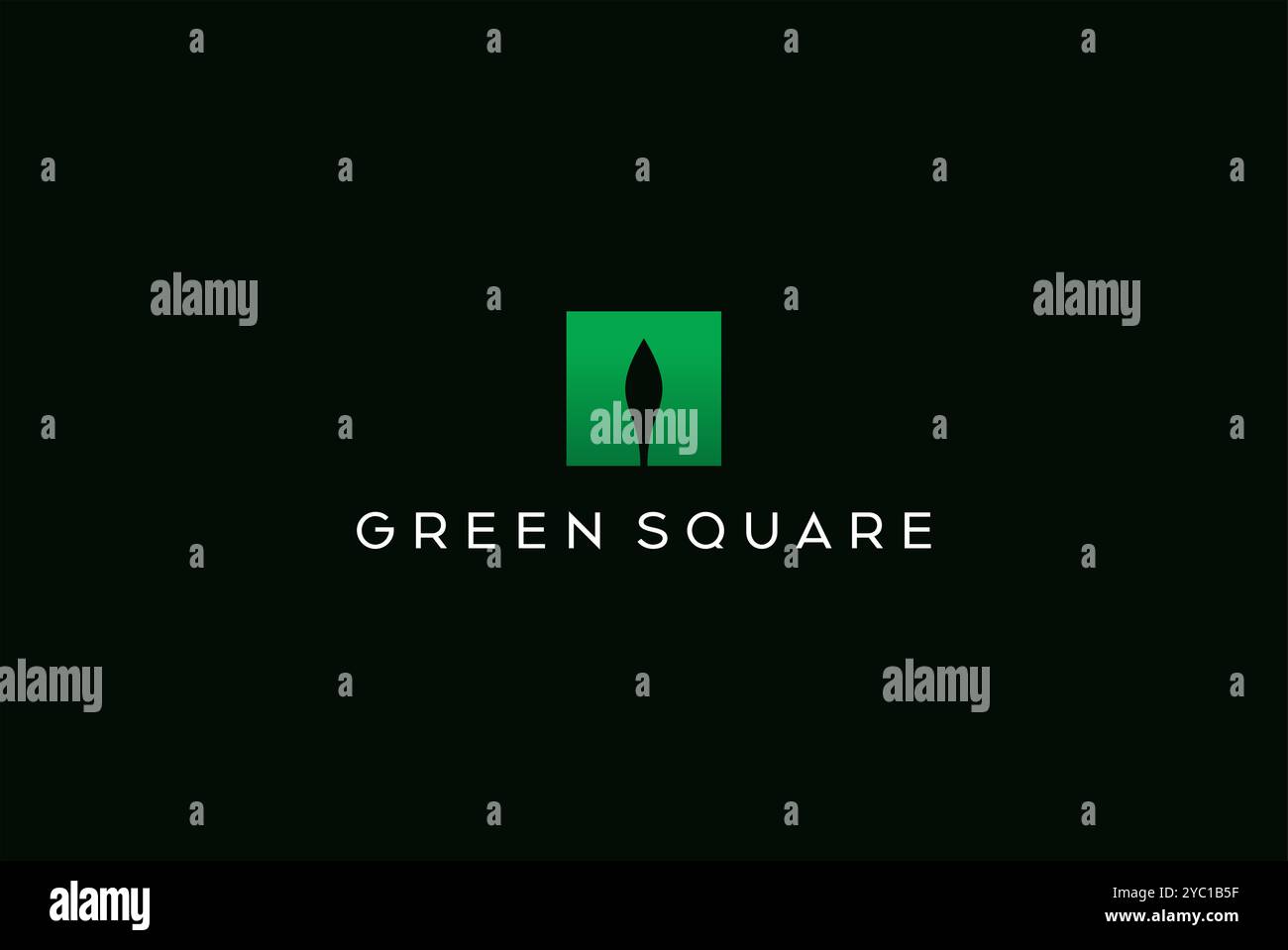 Green square tree logo design vector business brand creative ideas ...
