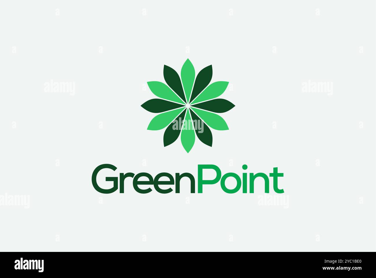 Green point leaf sun flower logo design vector business brand creative ...