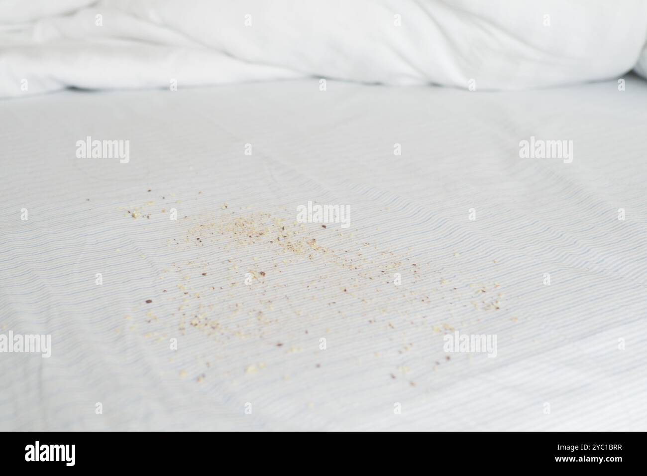 dirty stain or dust on white bed Stock Photo - Alamy