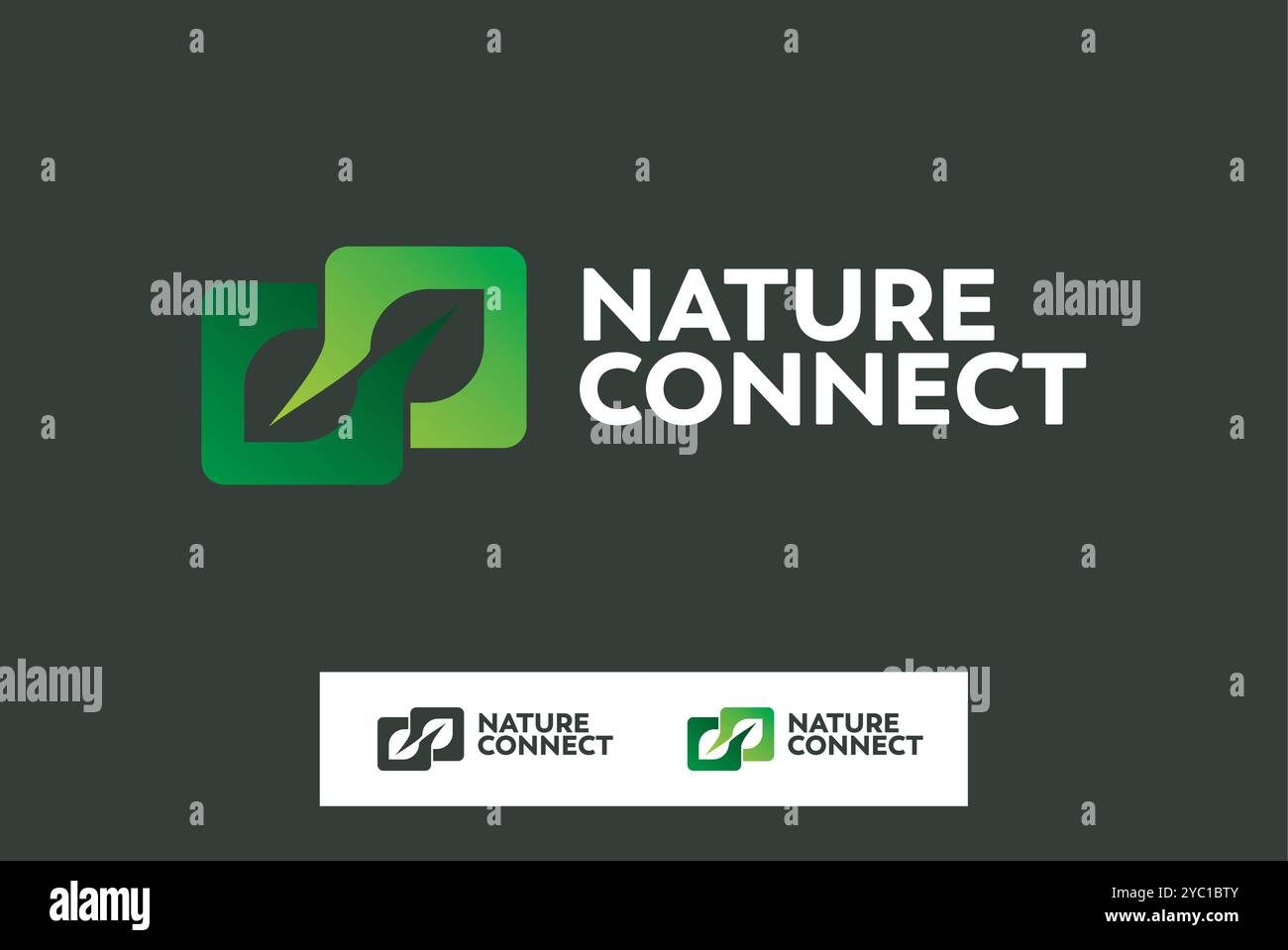 Nature connection leaf square logo design vector business brand ...