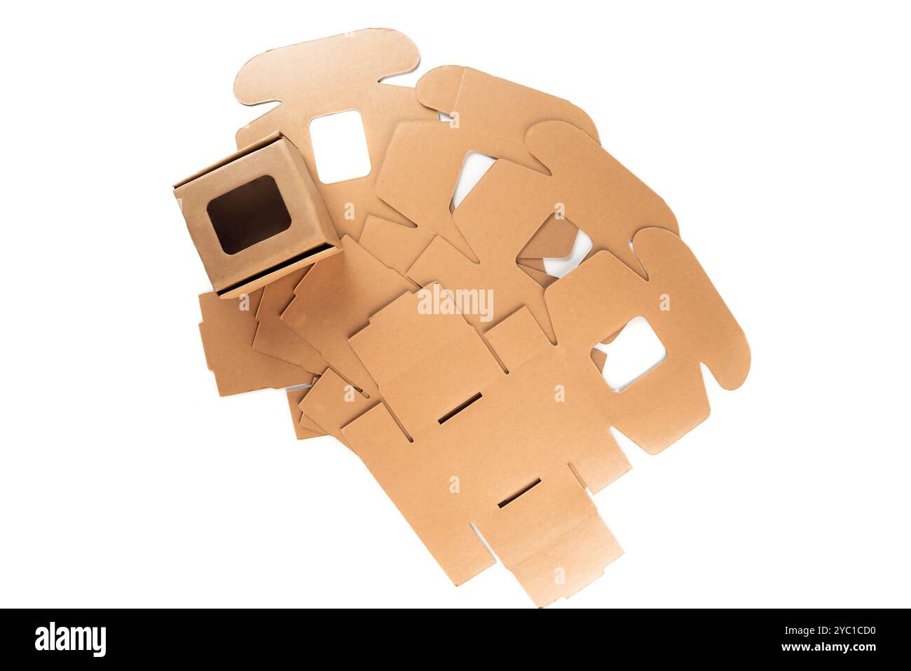 self-assembled gift box disassembled and assembled on a white ...