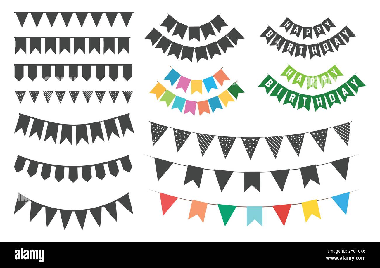 Bunting banner svg, Birthday banner svg, Birthday banner silhouette ...