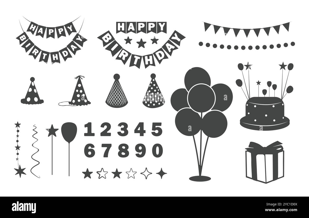 Happy birthday vectors, Happy birthday silhouette, Birthday silhouettes ...