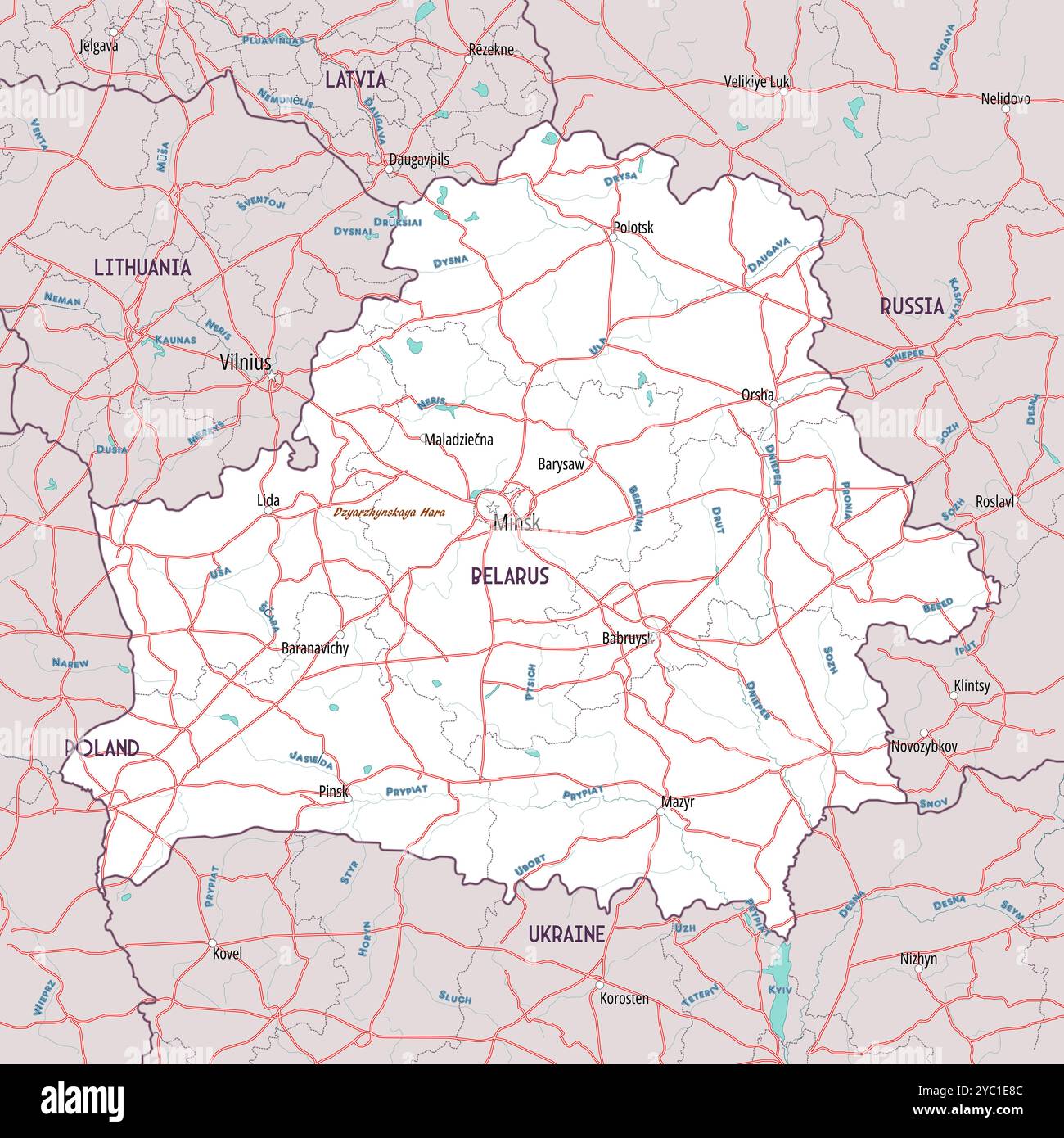 Simple outline map of Belarus coloring page Stock Vector Image & Art ...