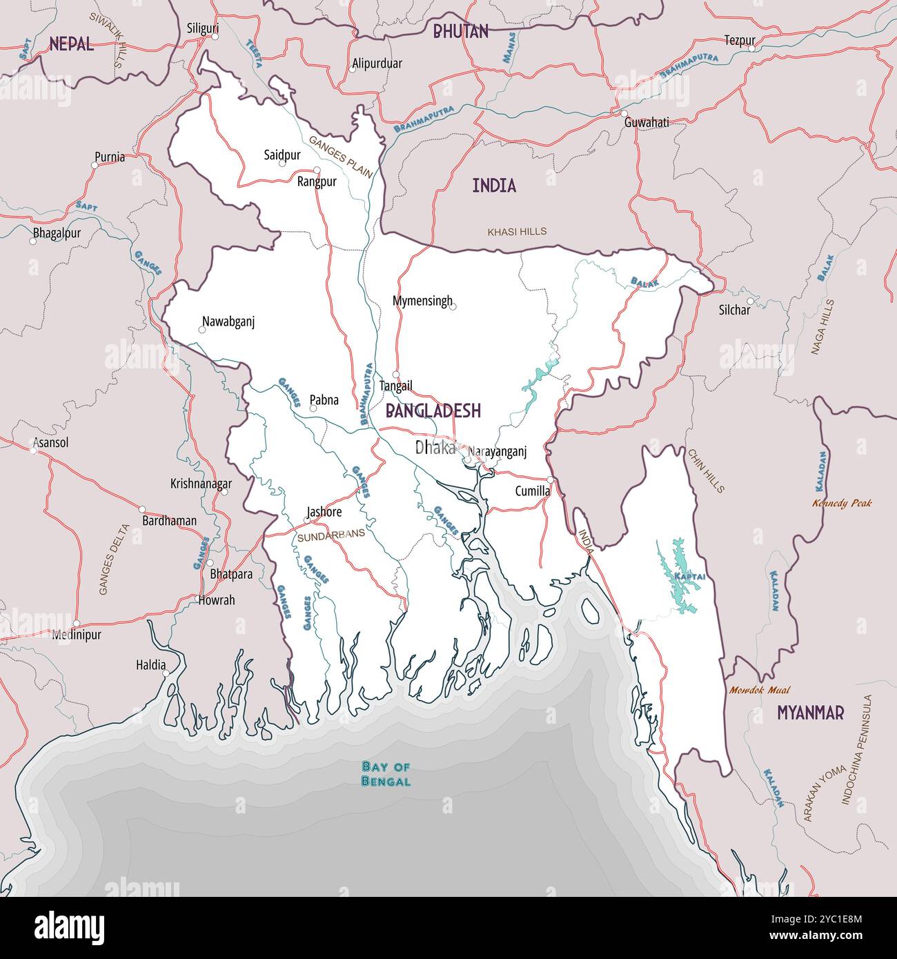 Simple outline map of Bangladesh coloring page Stock Vector Image & Art ...