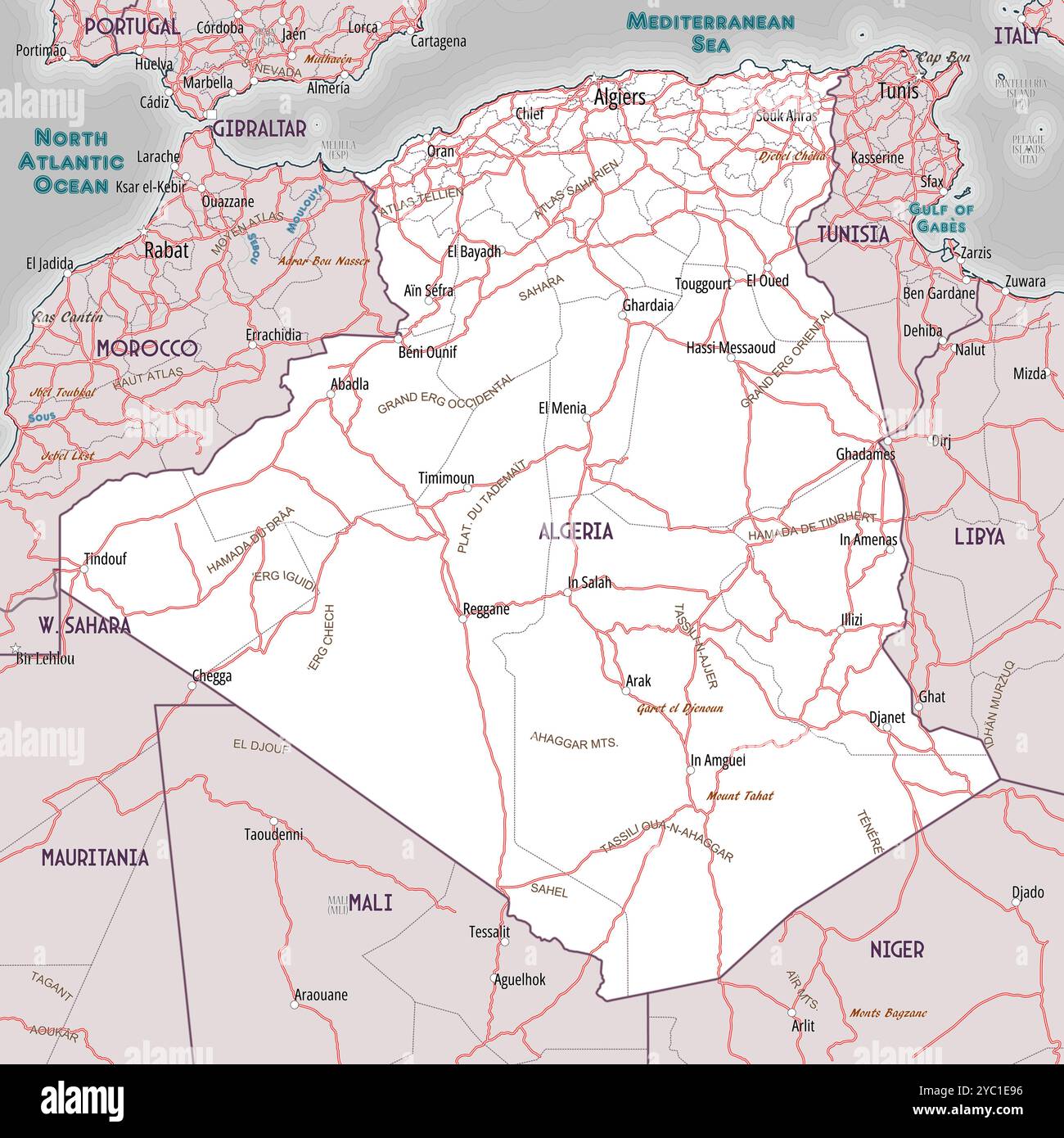 Simple outline map of Algeria coloring page Stock Vector Image & Art ...