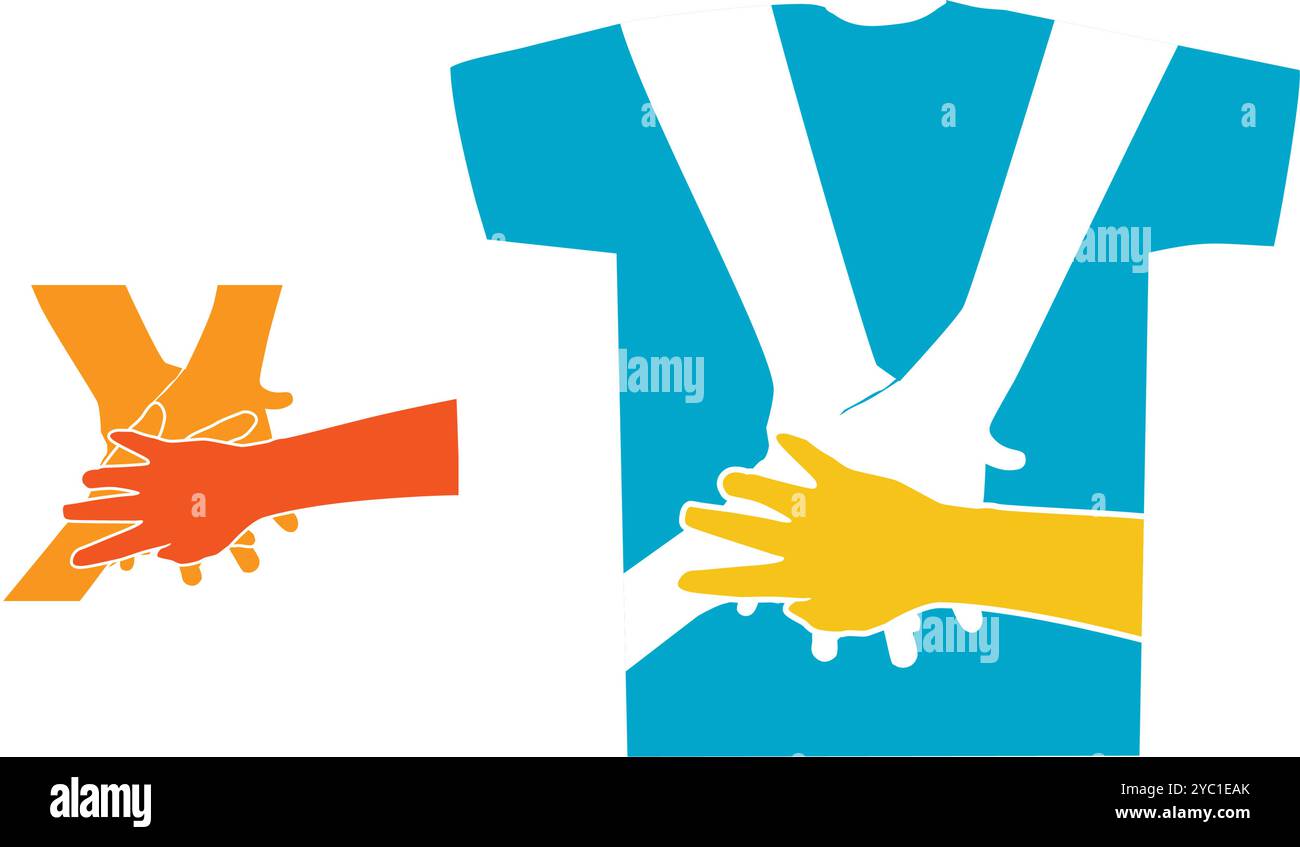 Hands group t-shirt logo design vector business brand creative ideas ...