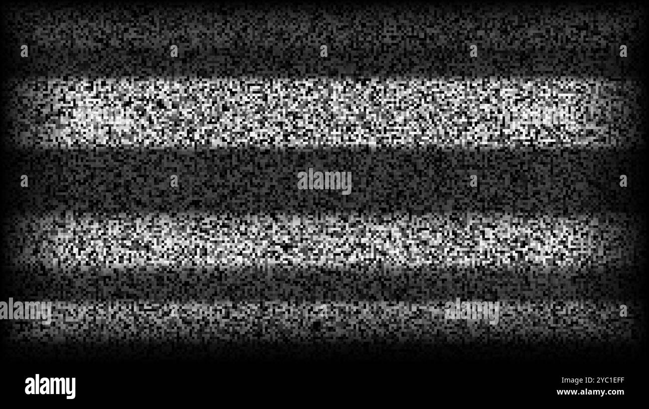 TV static noise background. Glitch pixel television screen. Lost or bad TV signal VHS video with ...