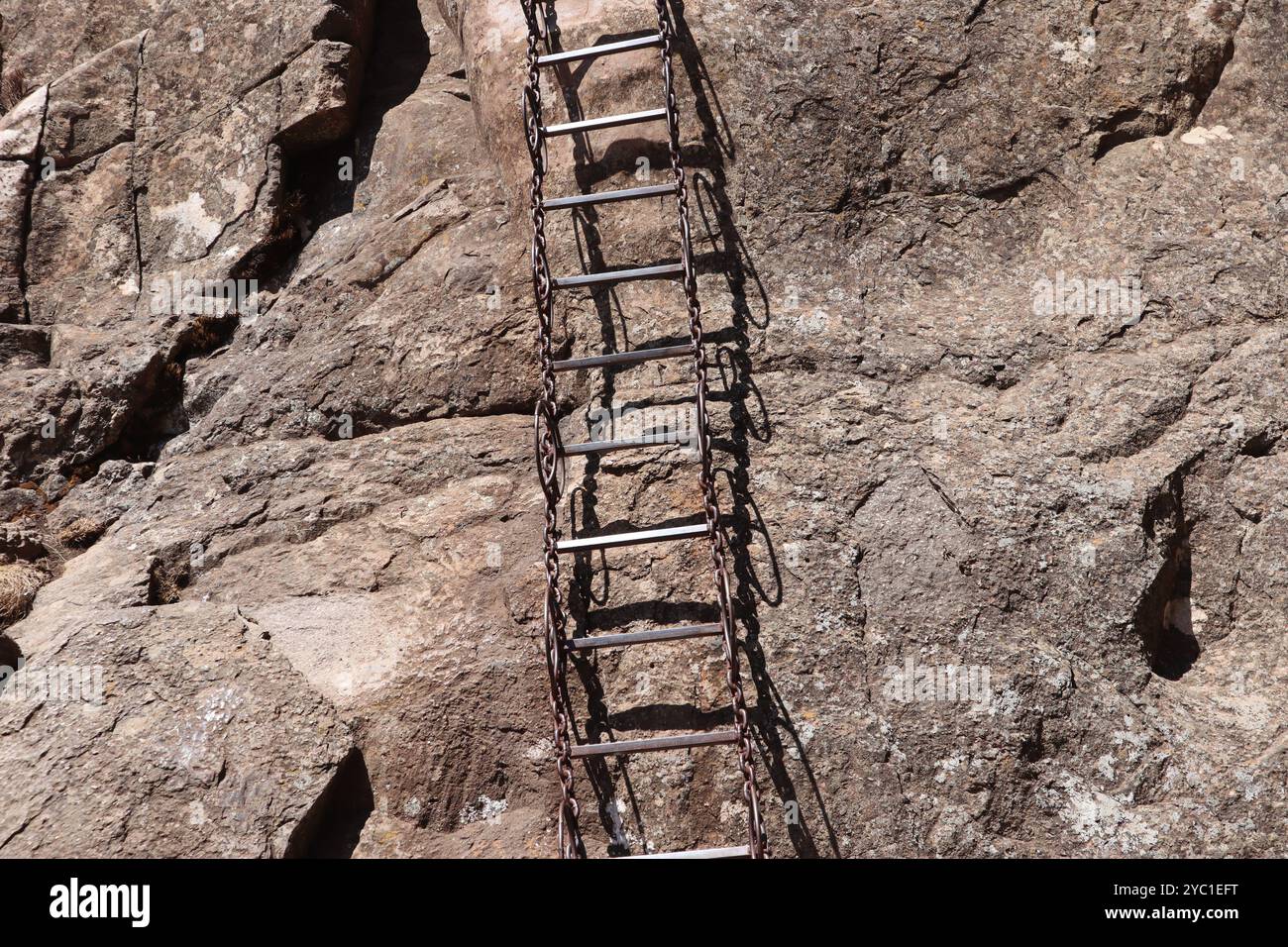 Chain ladders to the top of the Amphitheateron the Sentinel Trail to ...