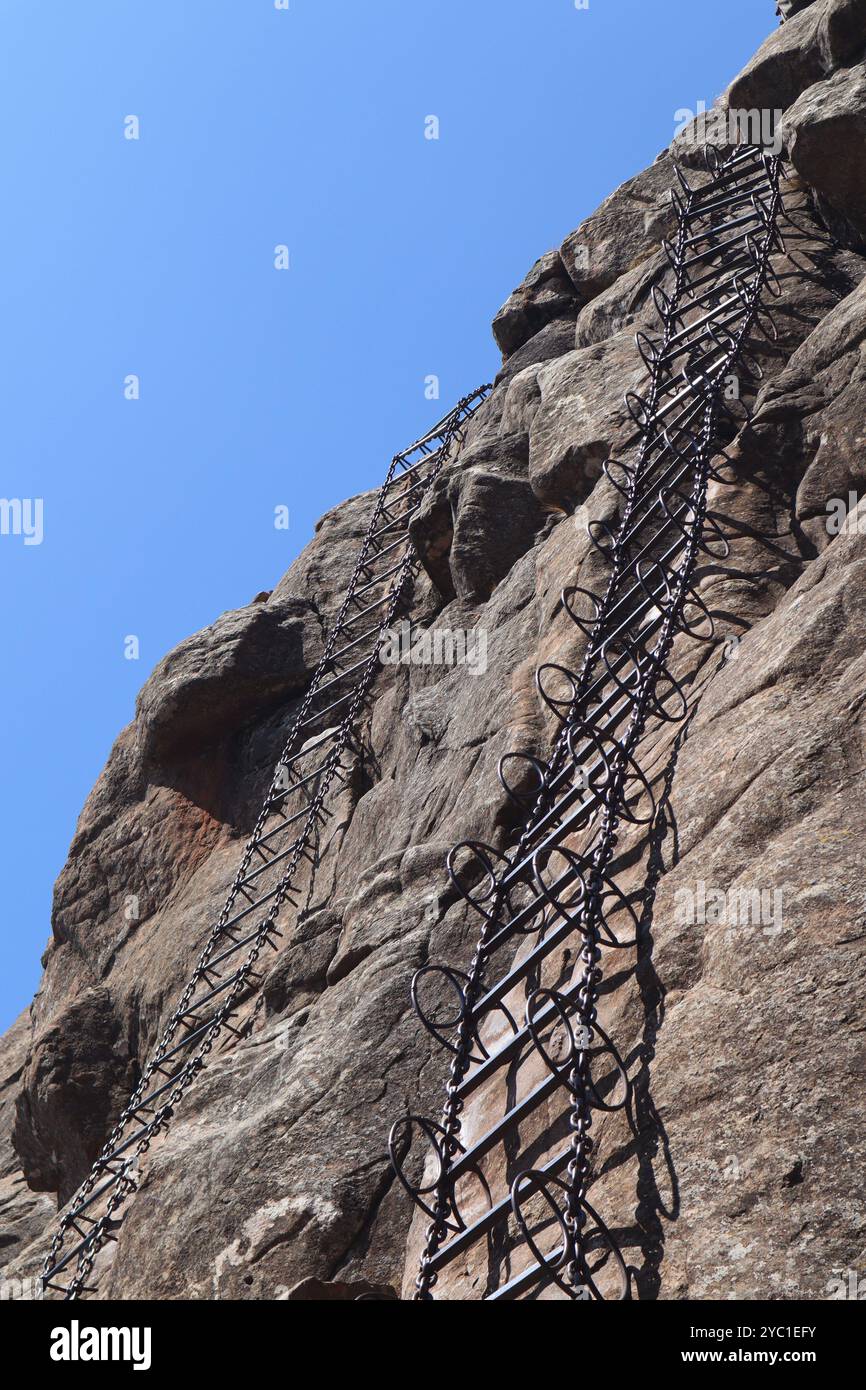 Chain ladders to the top of the Amphitheateron the Sentinel Trail to ...