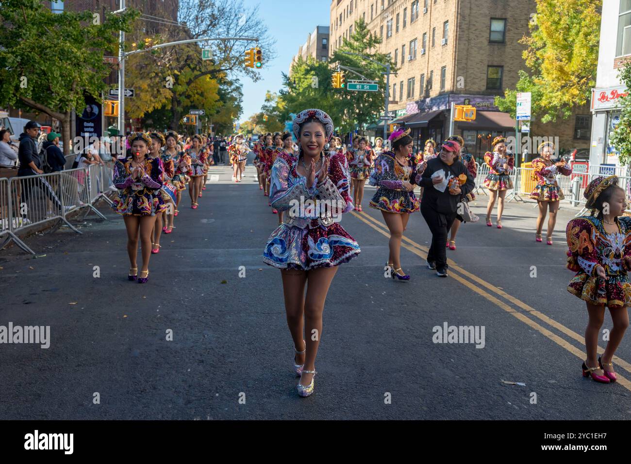 NEW YORK, NEW YORK - OCTOBER 20: Participants in colorful costumes ...