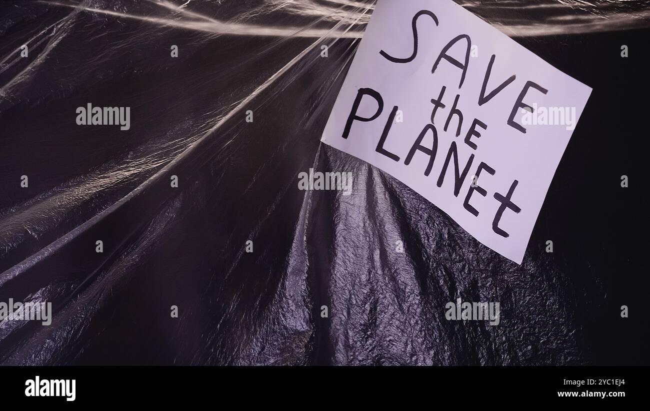 Save planet. Plastic pollution. Ecology problem. Banner with ...