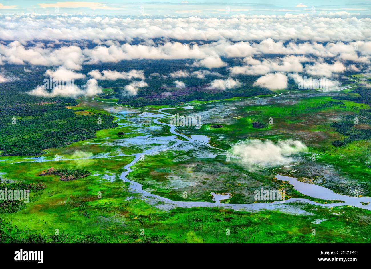 Breathtaking Aerial View of the Boerasirie River Meandering Through the ...