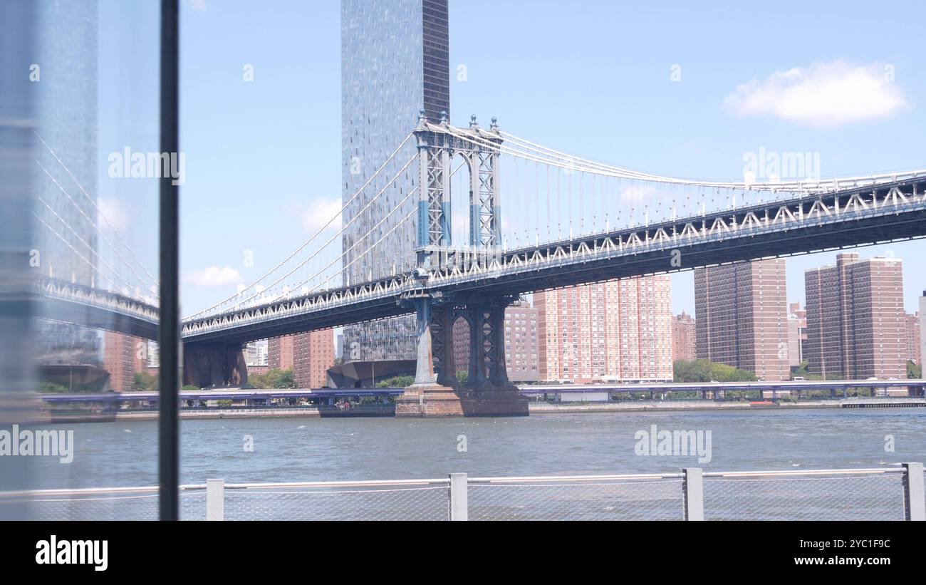 New York City Manhattan Bridge, Brooklyn waterfront, United States ...
