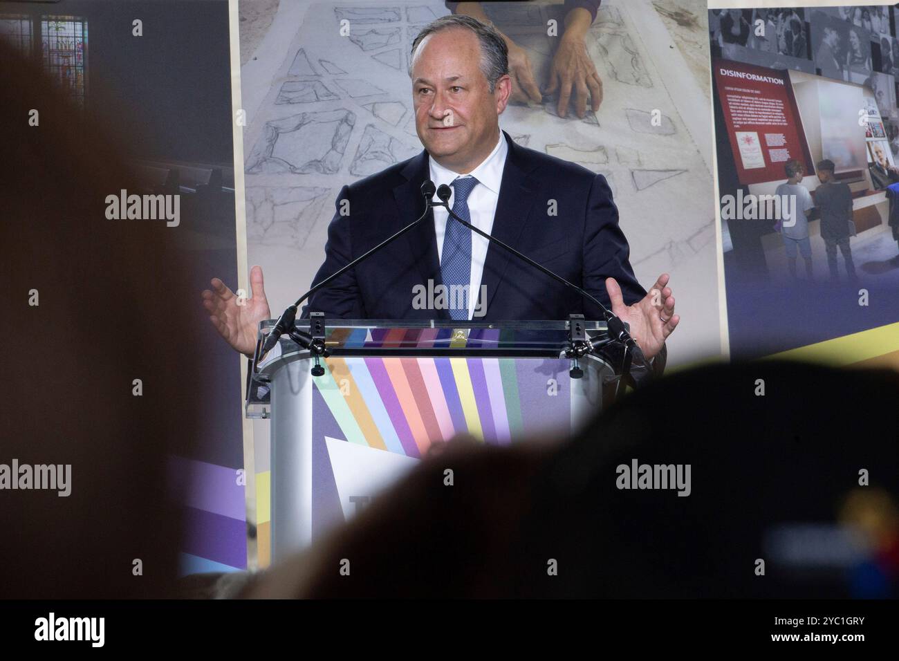 FILE - Second gentleman Doug Emhoff gives remarks during the ...