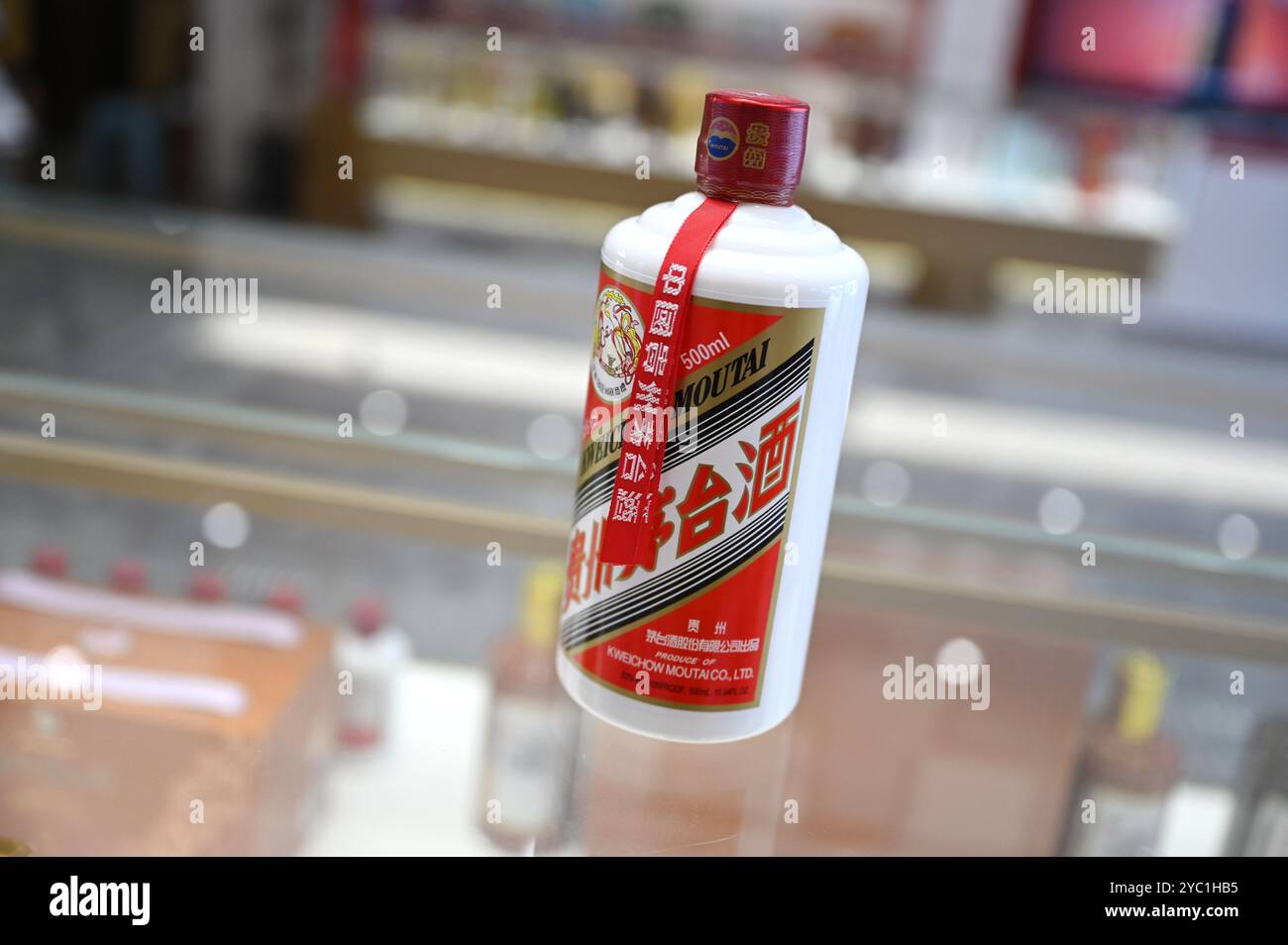 Peking, China. 29th Sep, 2024. A bottle of the Chinese liquor brand ...