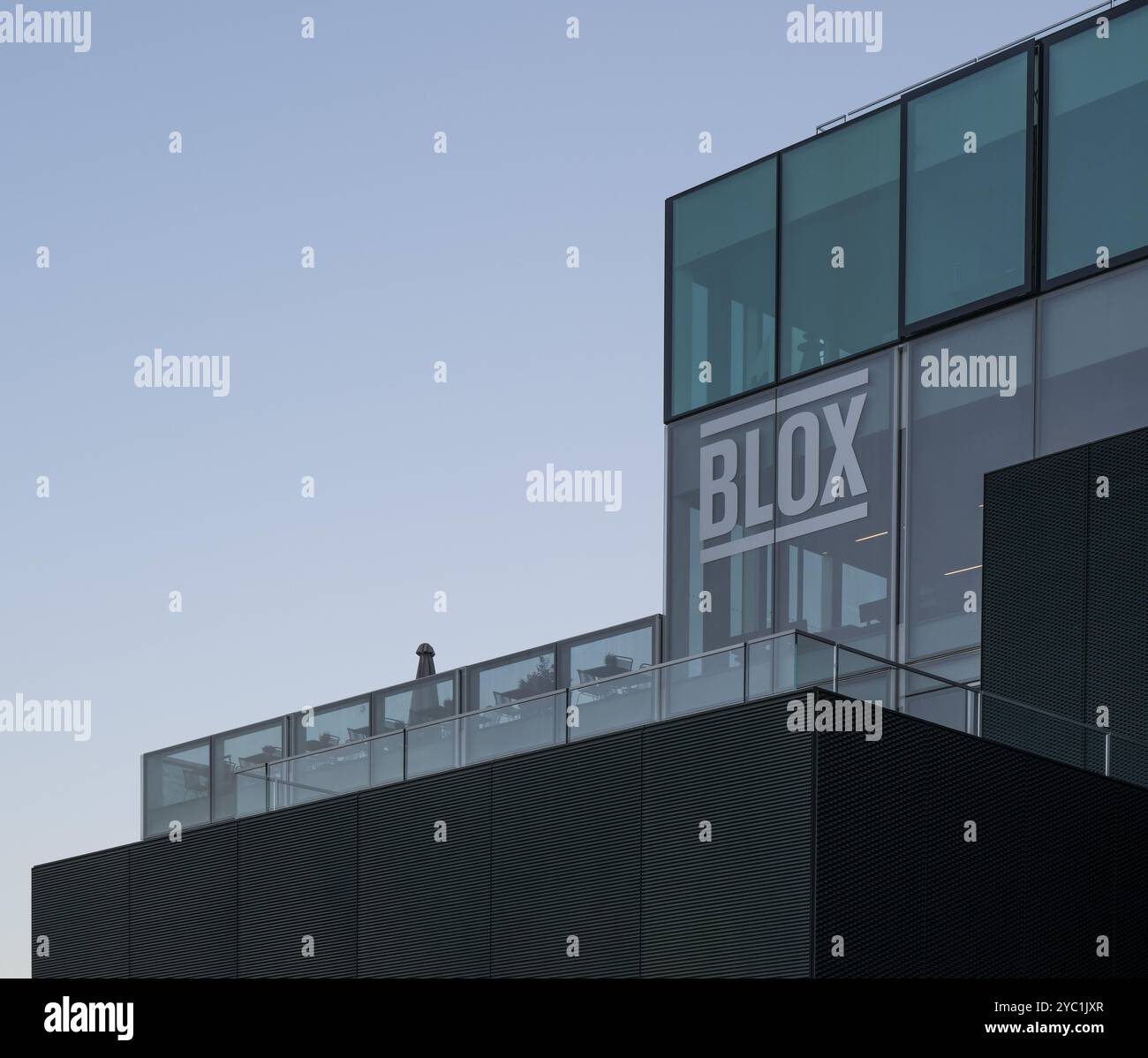 Modern glass facade, minimalist design, Blox multifunctional building ...