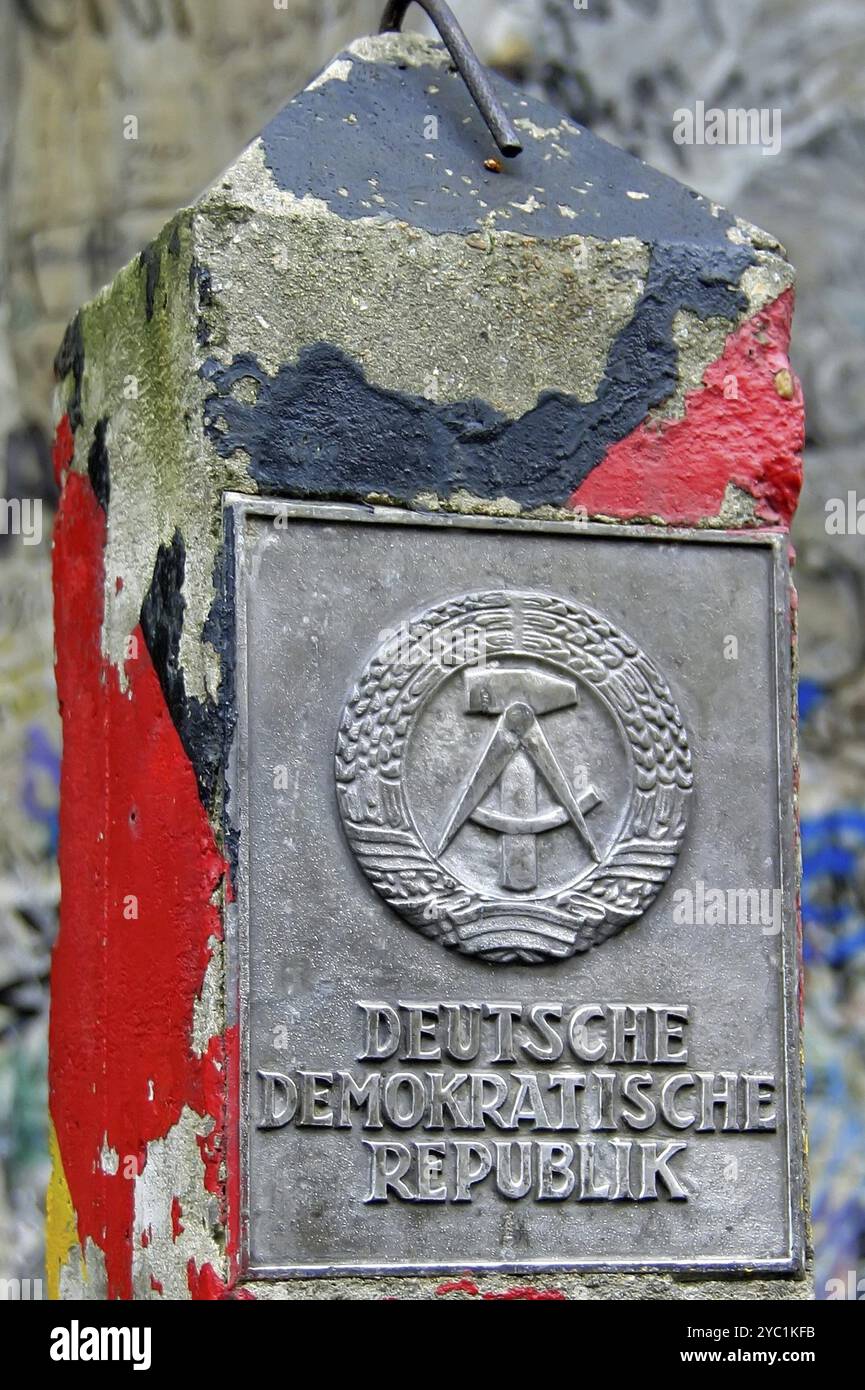 Relic, old boundary stone of the GDR, German Democratic Republic ...
