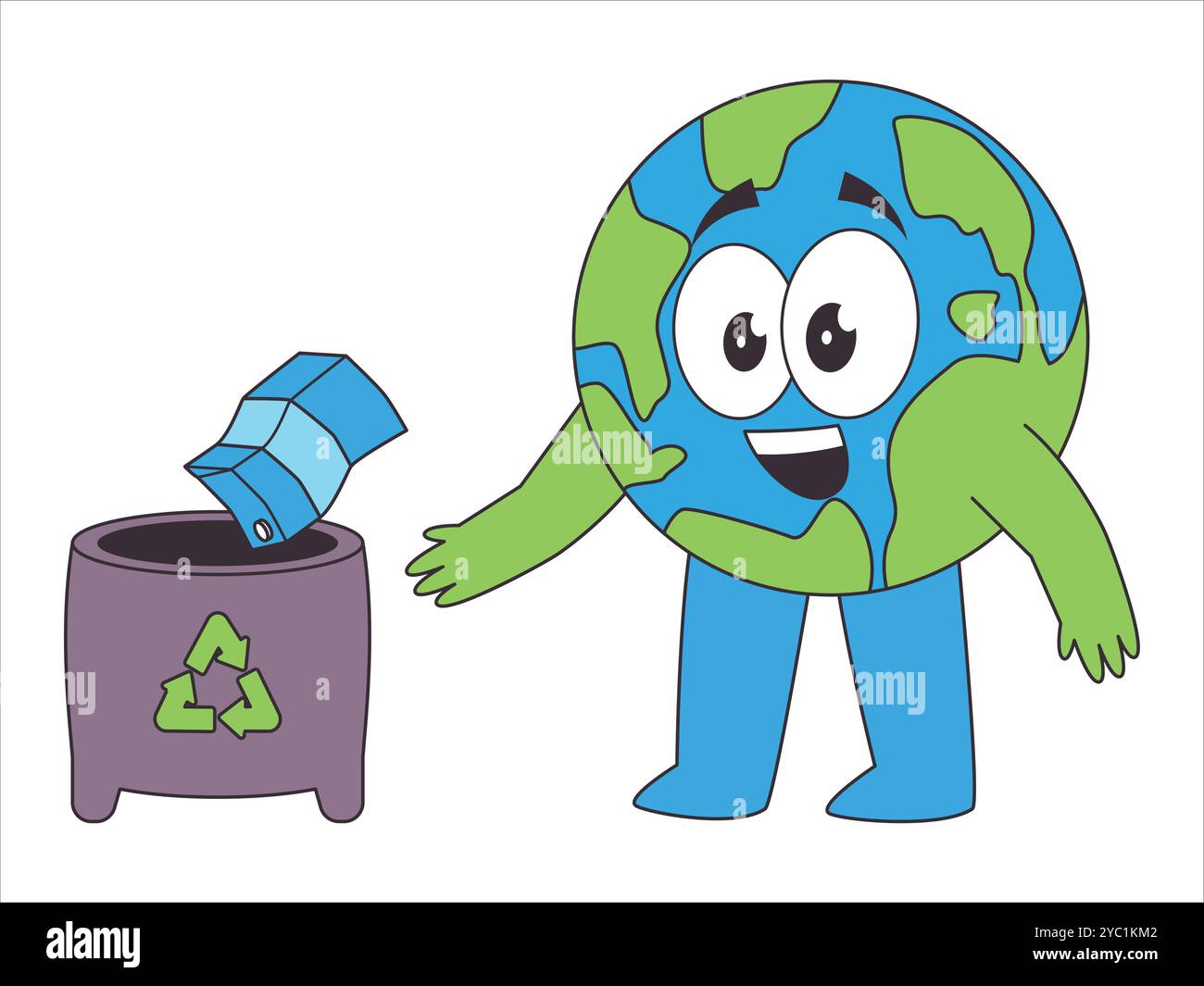 Littering garbage recycling place earth character colorful mascot ...