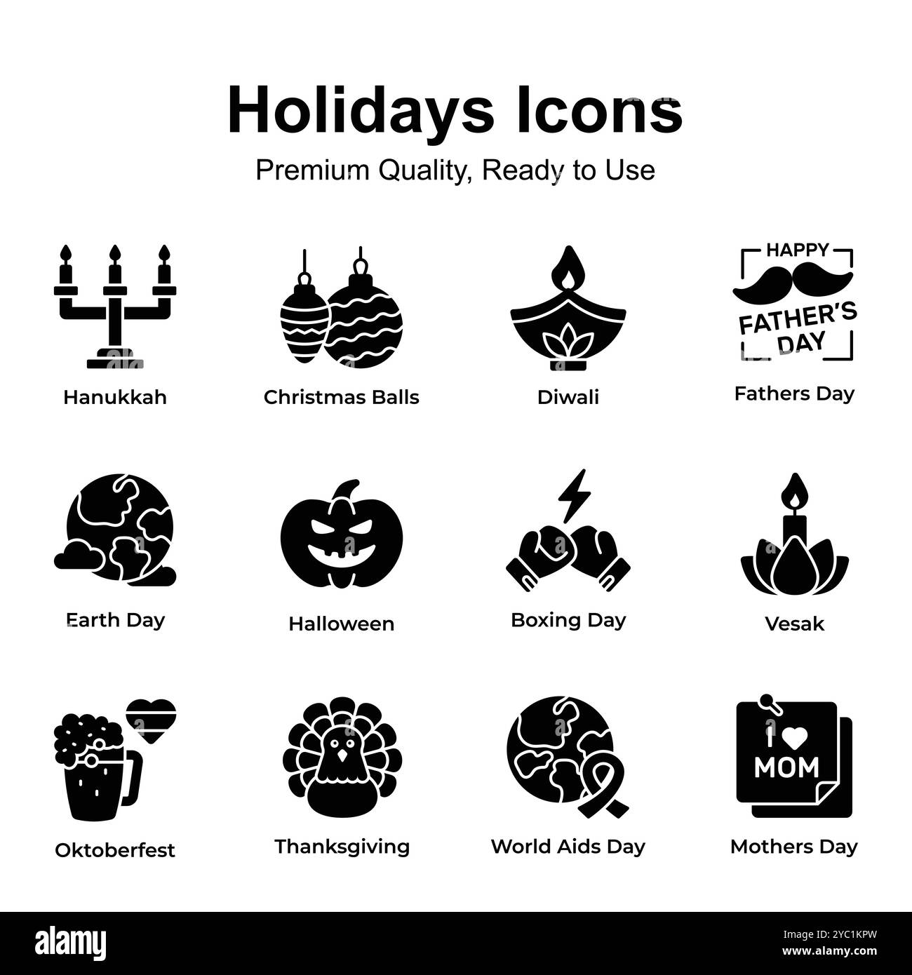 Grab this beautifully crafted holiday and festival icons pack, premium vectors set Stock Vector ...